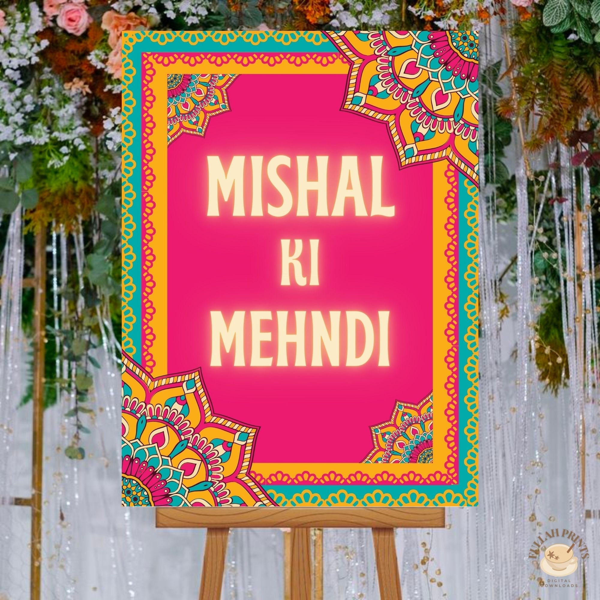 Bright Mandala Mehndi Welcome Sign: Bazaar Inspired Henna Poster (PDF ...