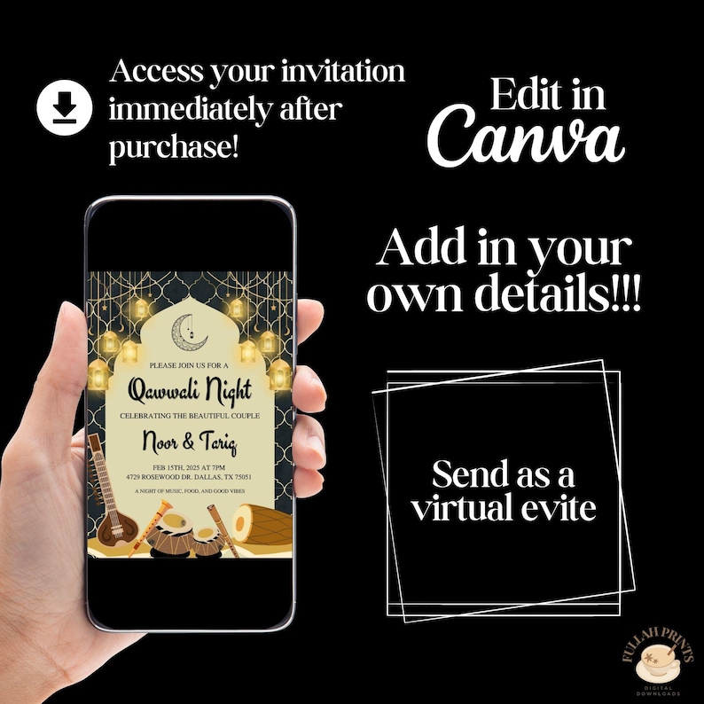 Black Qawwali Night Invitation: Traditional Pakistani Invite (digital ...
