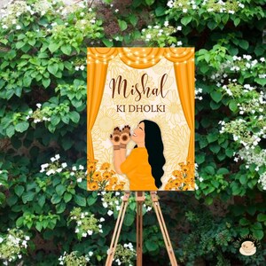 Yellow Dholki Welcome Sign, Mayoun Welcome Sign, Mehndi Sign, Haldi ...