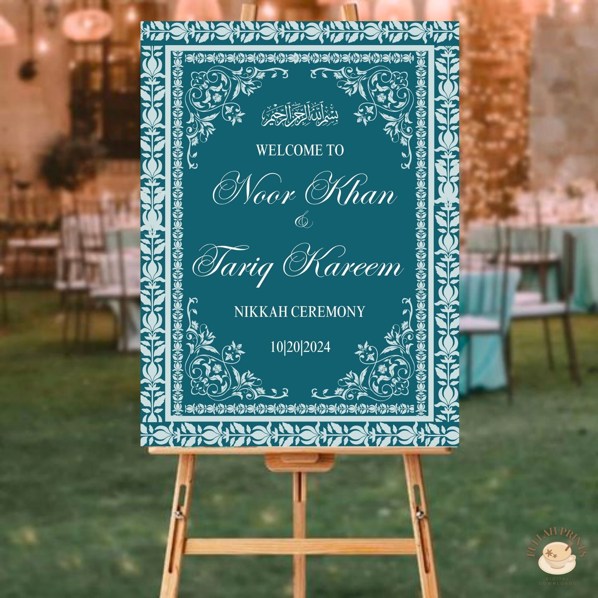 Turquoise Nikkah Welcome Sign: Elegant Islamic Wedding (printable File ...