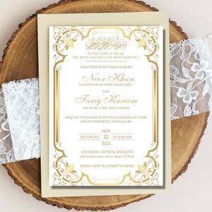 White and Gold Islamic Wedding Invitation Elegant Islamic - Etsy