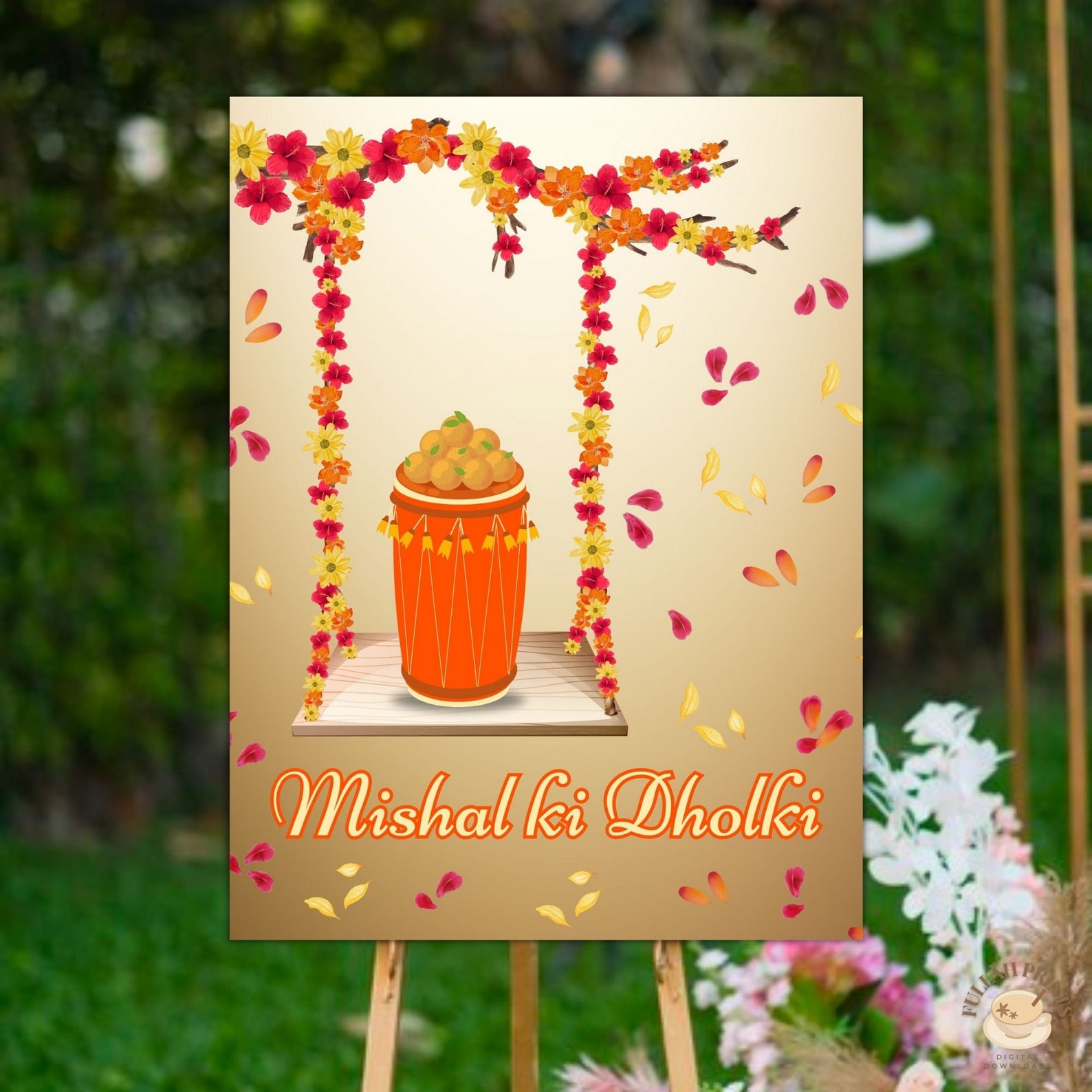 Flower Swing Set Dholki Sign, Dholki Sign, Dholki Welcome Sign, Dholki ...