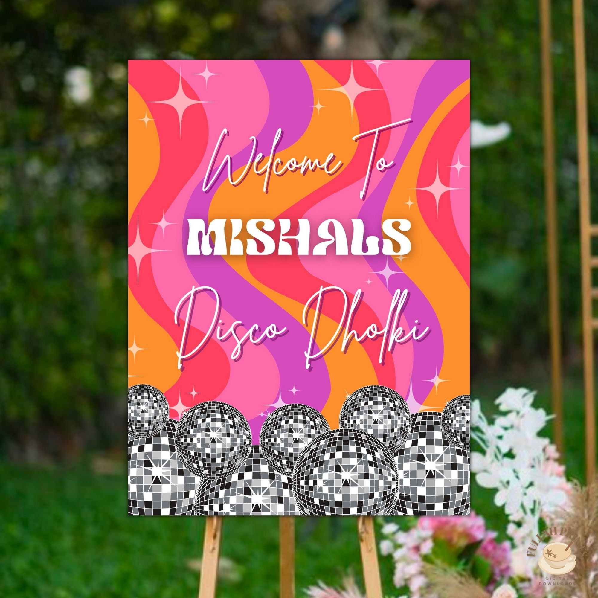 Disco Dholki Welcome Sign: Personalized Printable Poster (digital ...