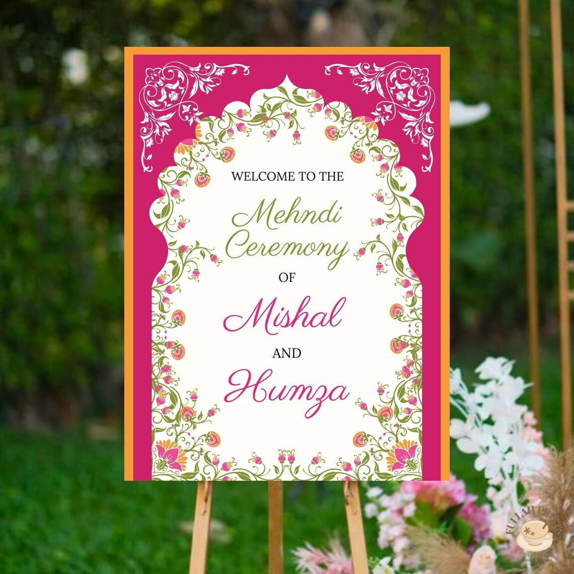 Arch Mehndi Sign, Floral Mehndi Welcome Sign, Dholki Sign, Mayoun Sign ...