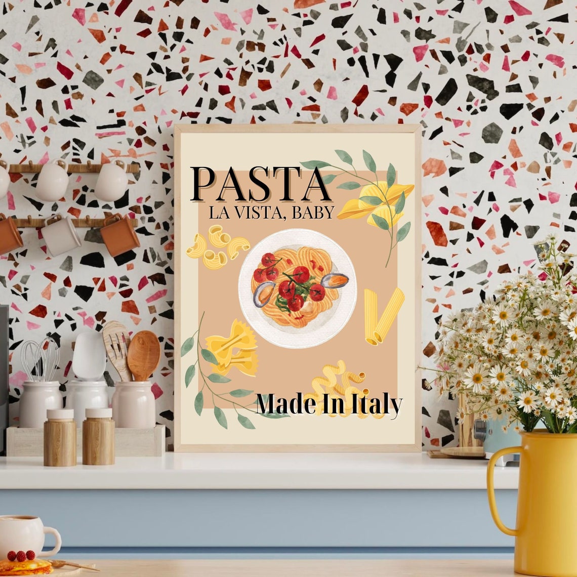 Pasta Print, Pasta Wall Art, Pasta La Vista Baby, Italian Pasta Wall ...