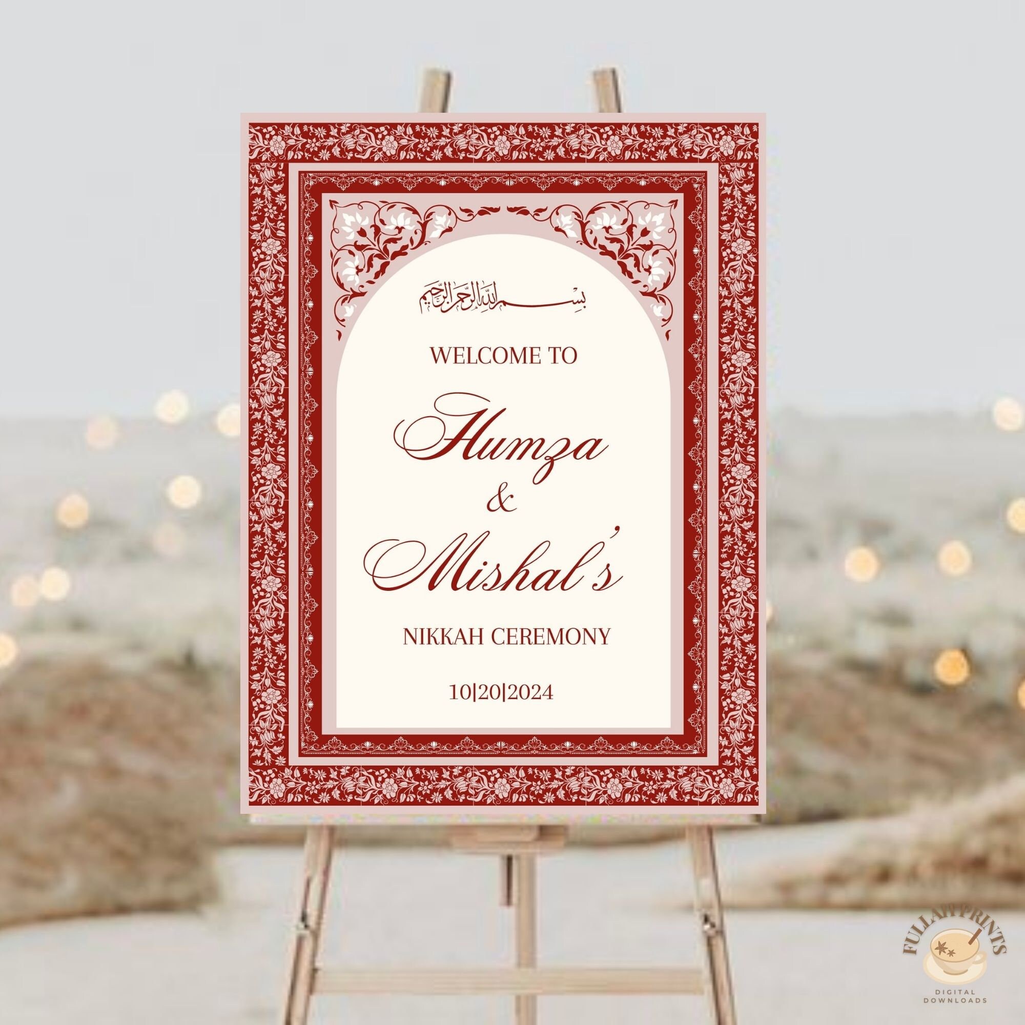 Red Elegant and Luxurious Nikkah Welcome Sign, Traditional Nikkah Sign ...