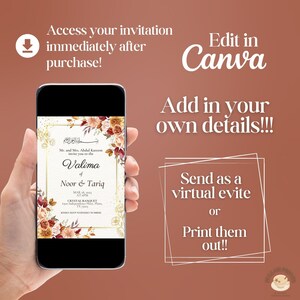 Floral Valima Invitation, Floral and Gold Valima Invite Template ...