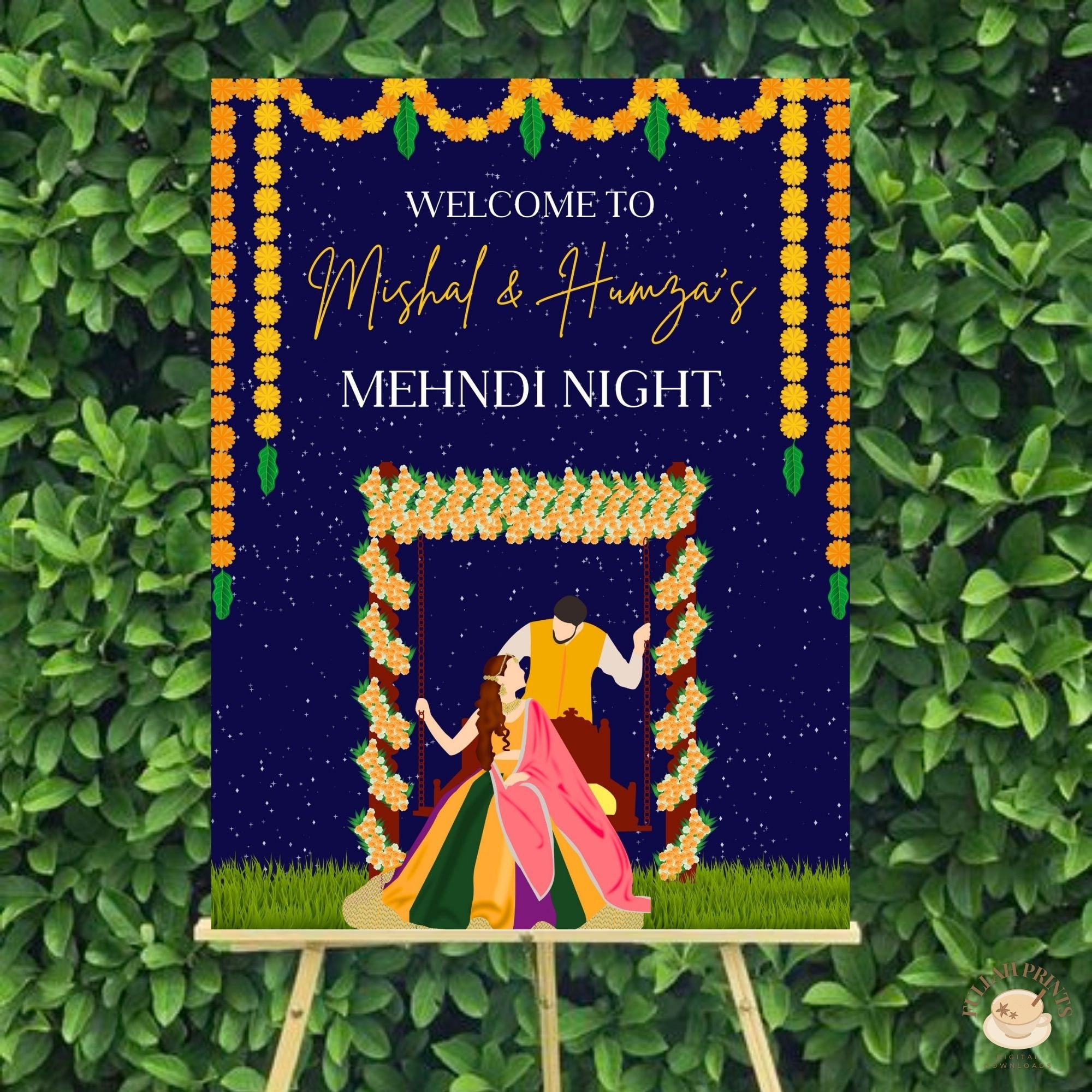Outdoor Mehndi Night Welcome Sign, Mayoun Sign, Desi Couple, Haldi ...