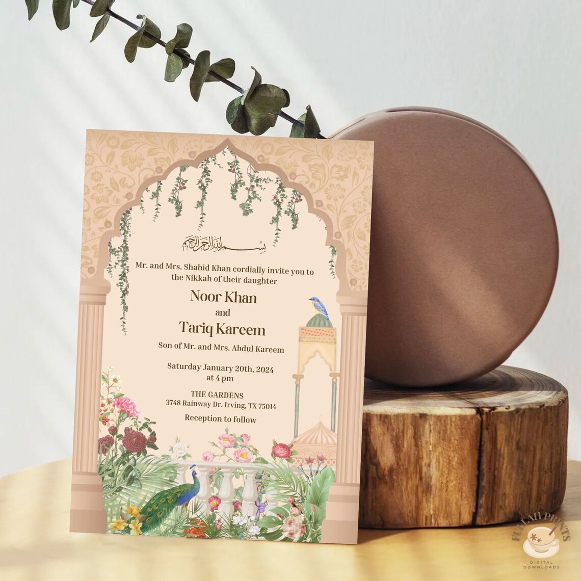 Vintage Garden Nikkah Invitation, Islamic Wedding Invitation Template ...