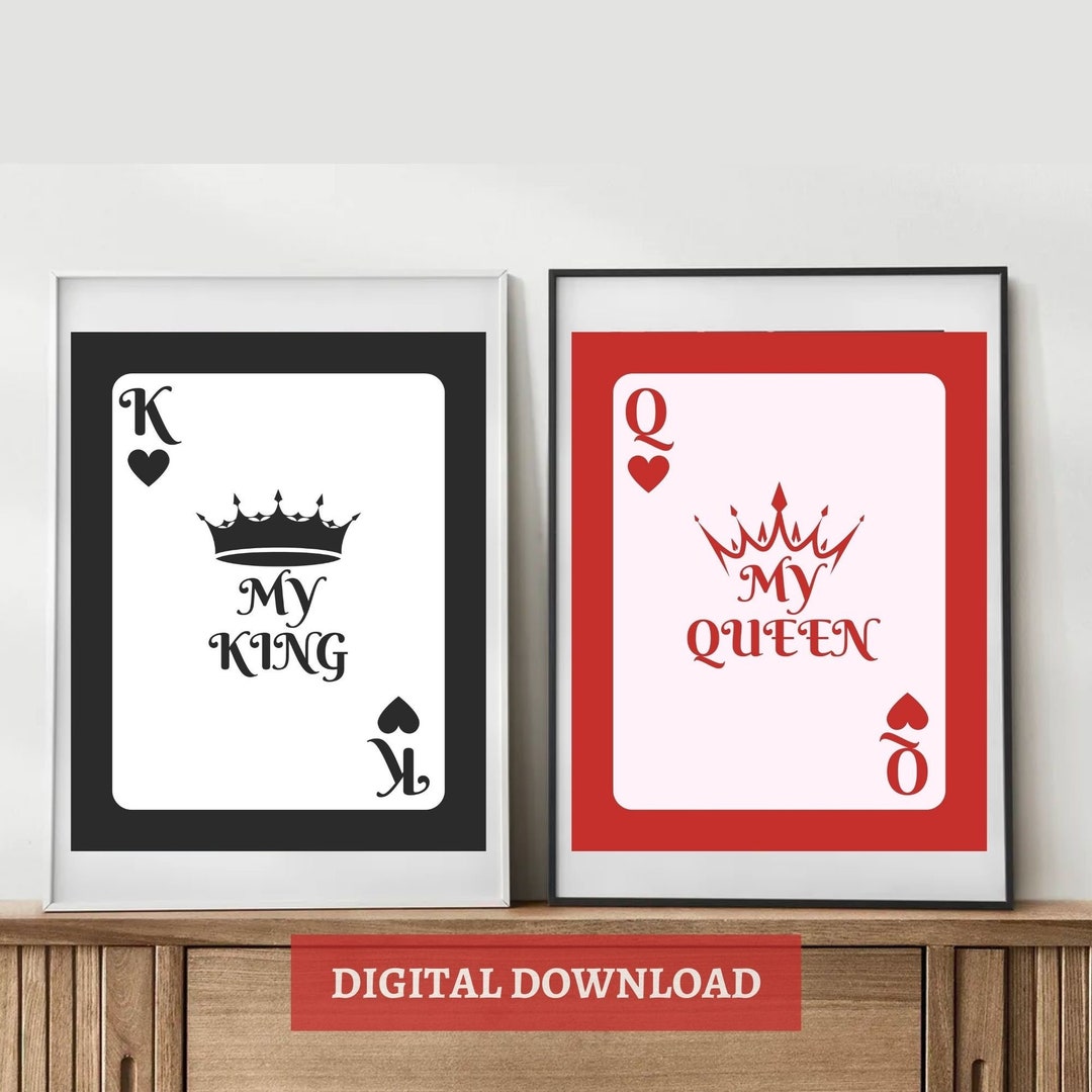 King and Queen Deck of Cards Print, Trendy Deck of Cards Print ...