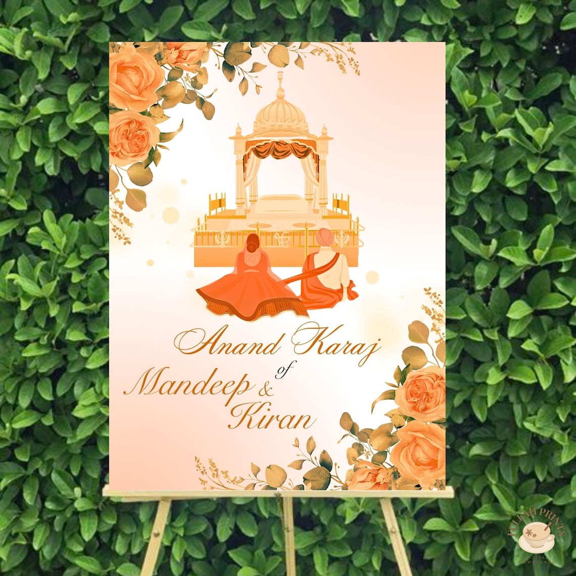 Anand Karaj Welcome Sign, Sikh Wedding Sign, Hindu Wedding Welcome Sign ...