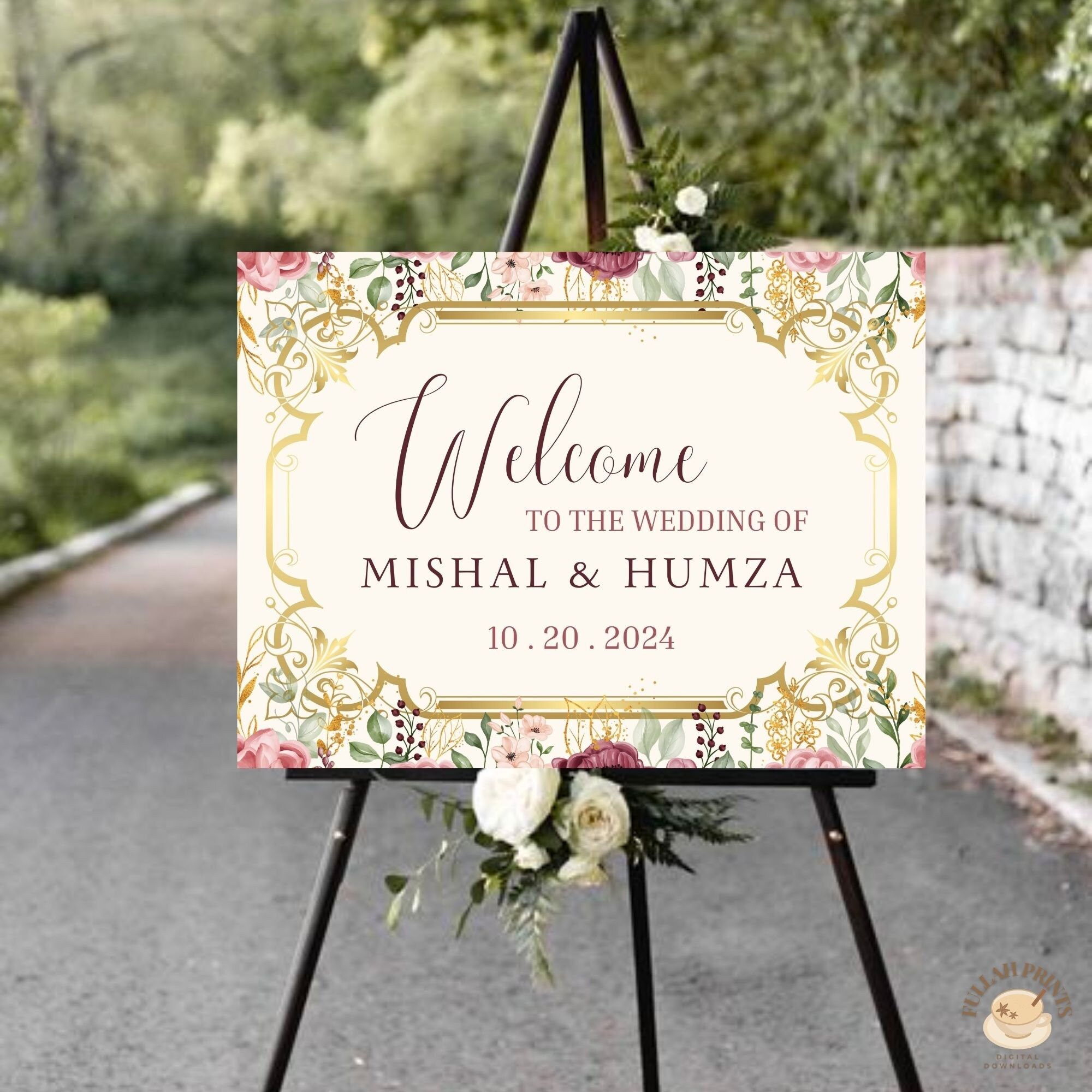 Elegant Wedding Welcome Sign, Islamic Welcome Sign, Nikkah Welcome Sign ...
