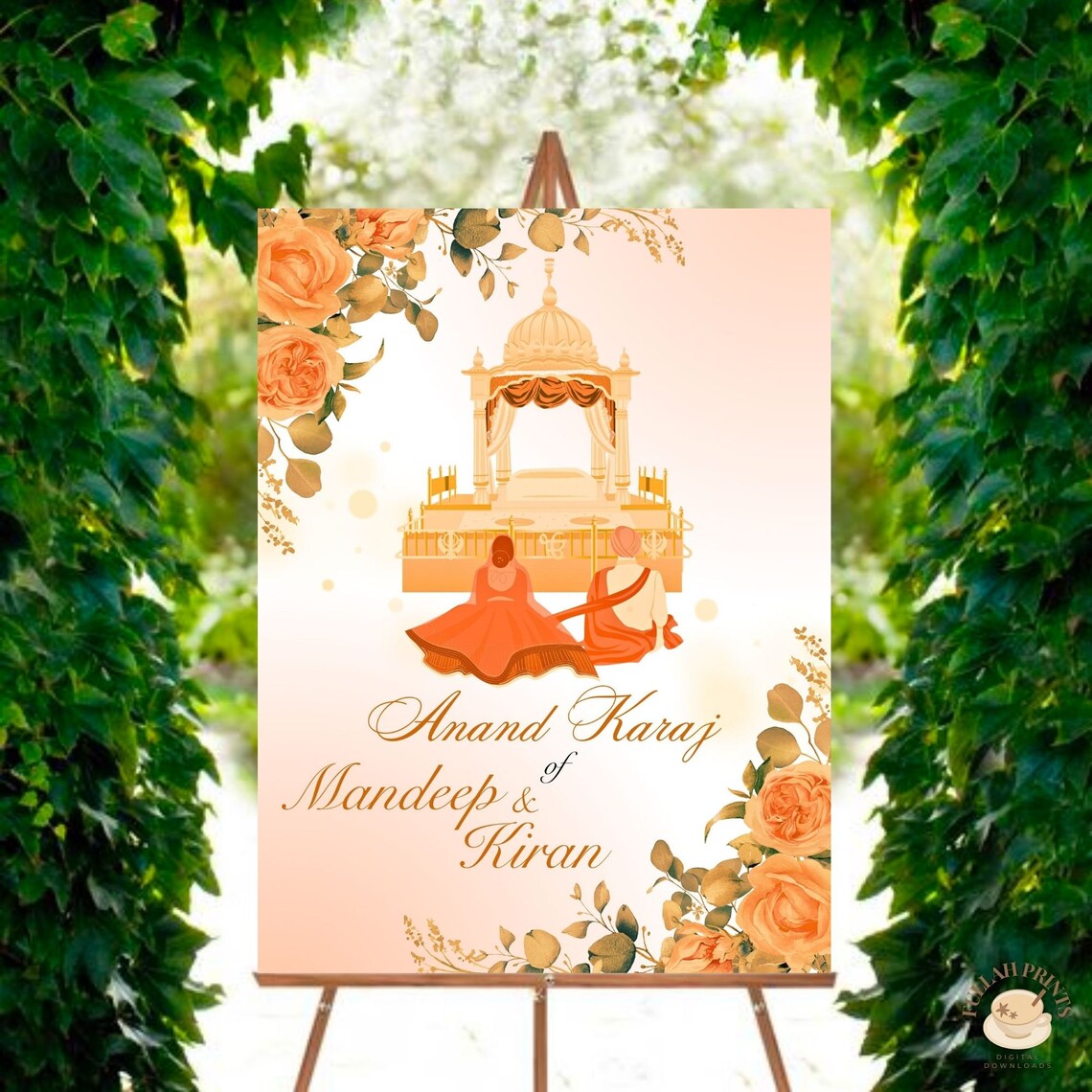 Anand Karaj Welcome Sign, Sikh Wedding Sign, Hindu Wedding Welcome Sign ...