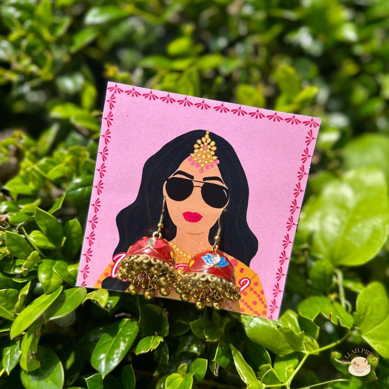 Jhumka Earring Favor Cards: Mehndi Bazaar Decor (digital Download) - Etsy