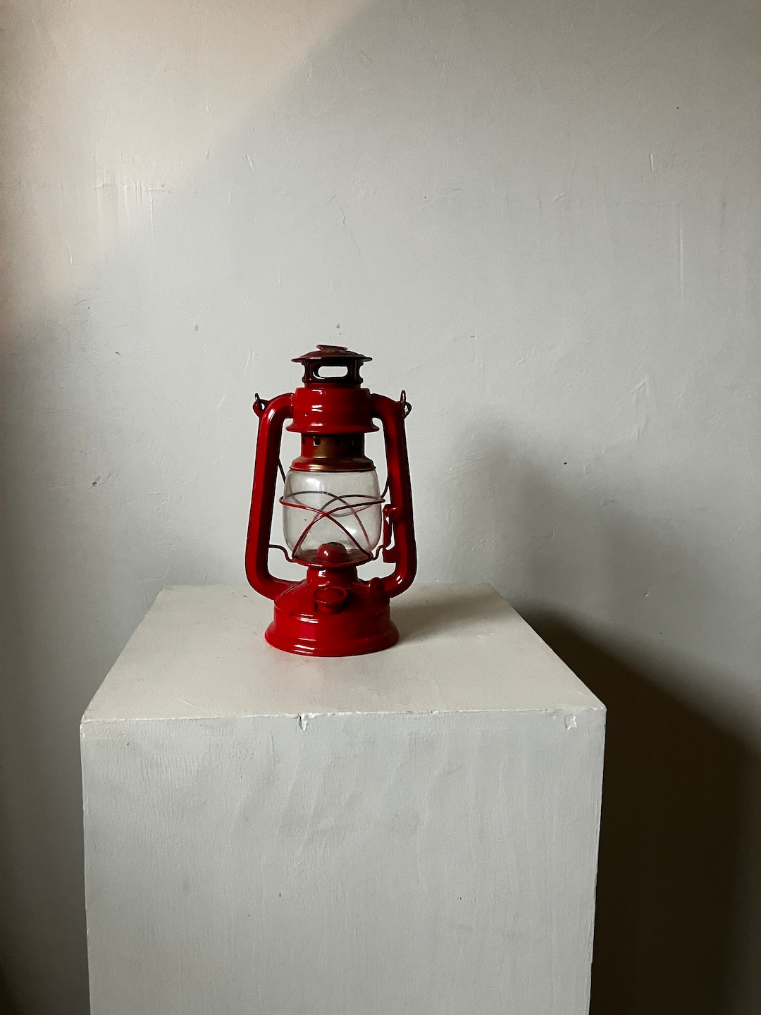 Red Vintage Hurricane Lantern, Lamp, Retro Lighting, Paraffin Oil Lamp ...