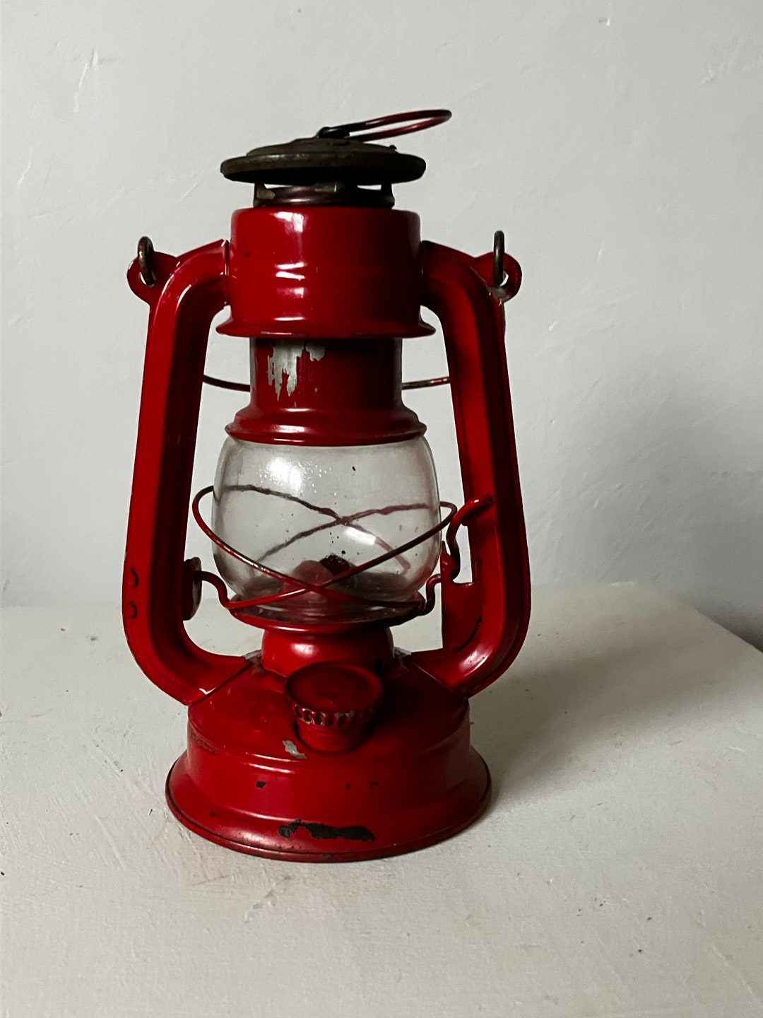 Red Vintage Hurricane Lantern, Lamp, Retro Lighting, Paraffin Oil Lamp ...