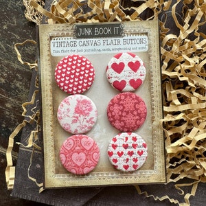 Vintage Love Me Canvas Flair Buttons, Heart Junk Journaling, Valentine ...