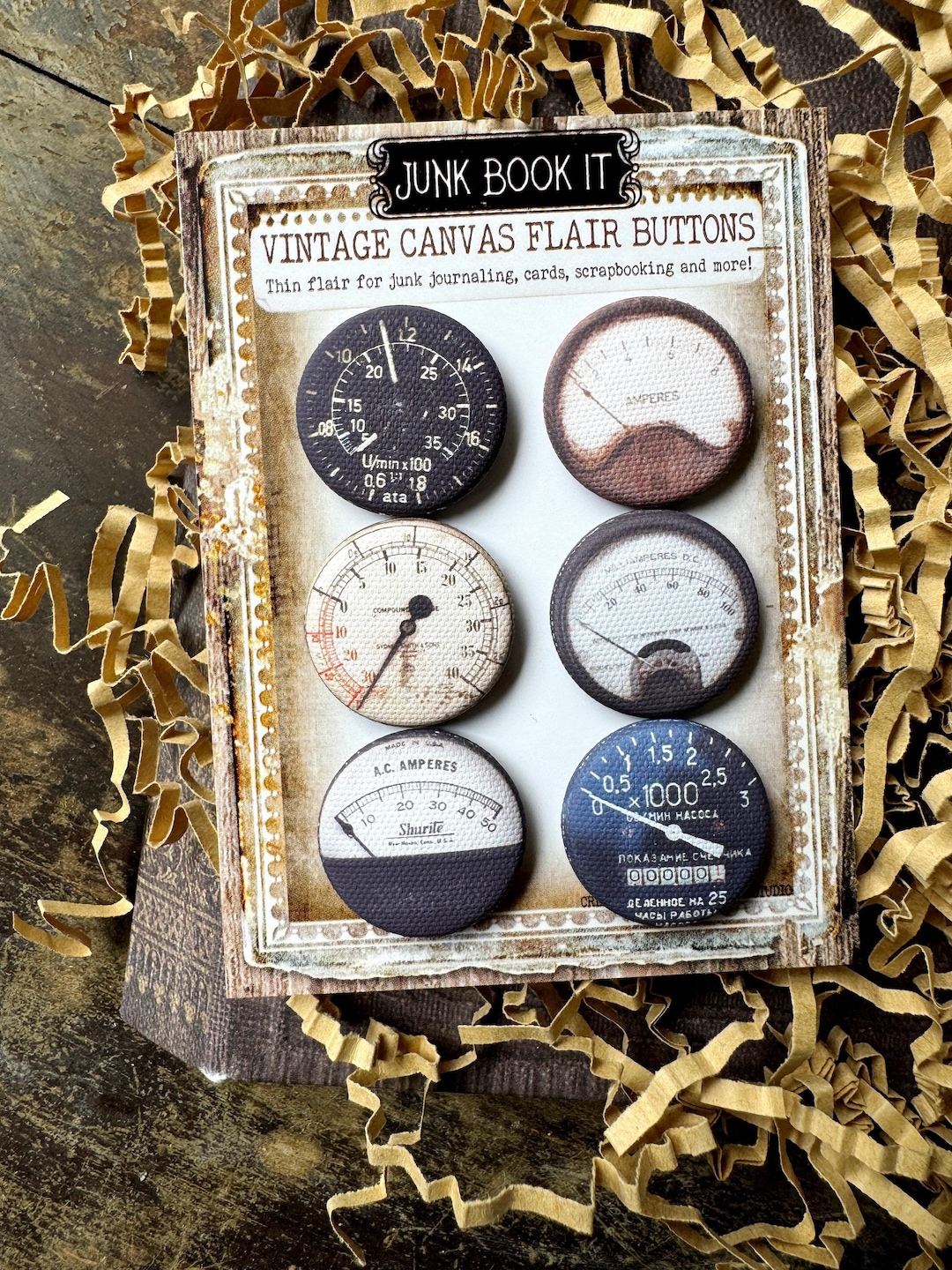 Rusty Gauge Canvas Flair Buttons, Gauges for Junk Journaling, Rustic ...