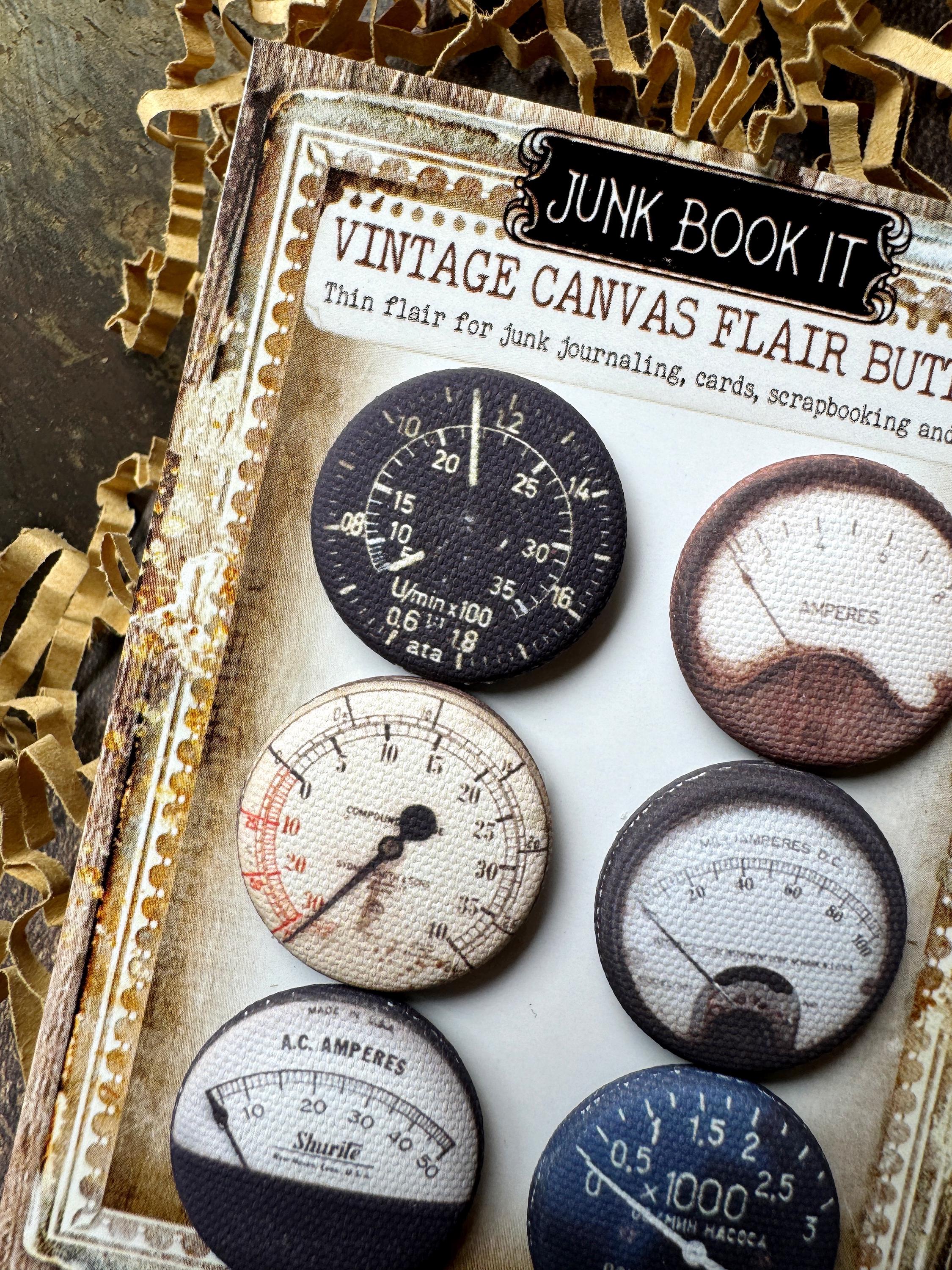 Rusty Gauge Canvas Flair Buttons, Gauges for Junk Journaling, Rustic ...