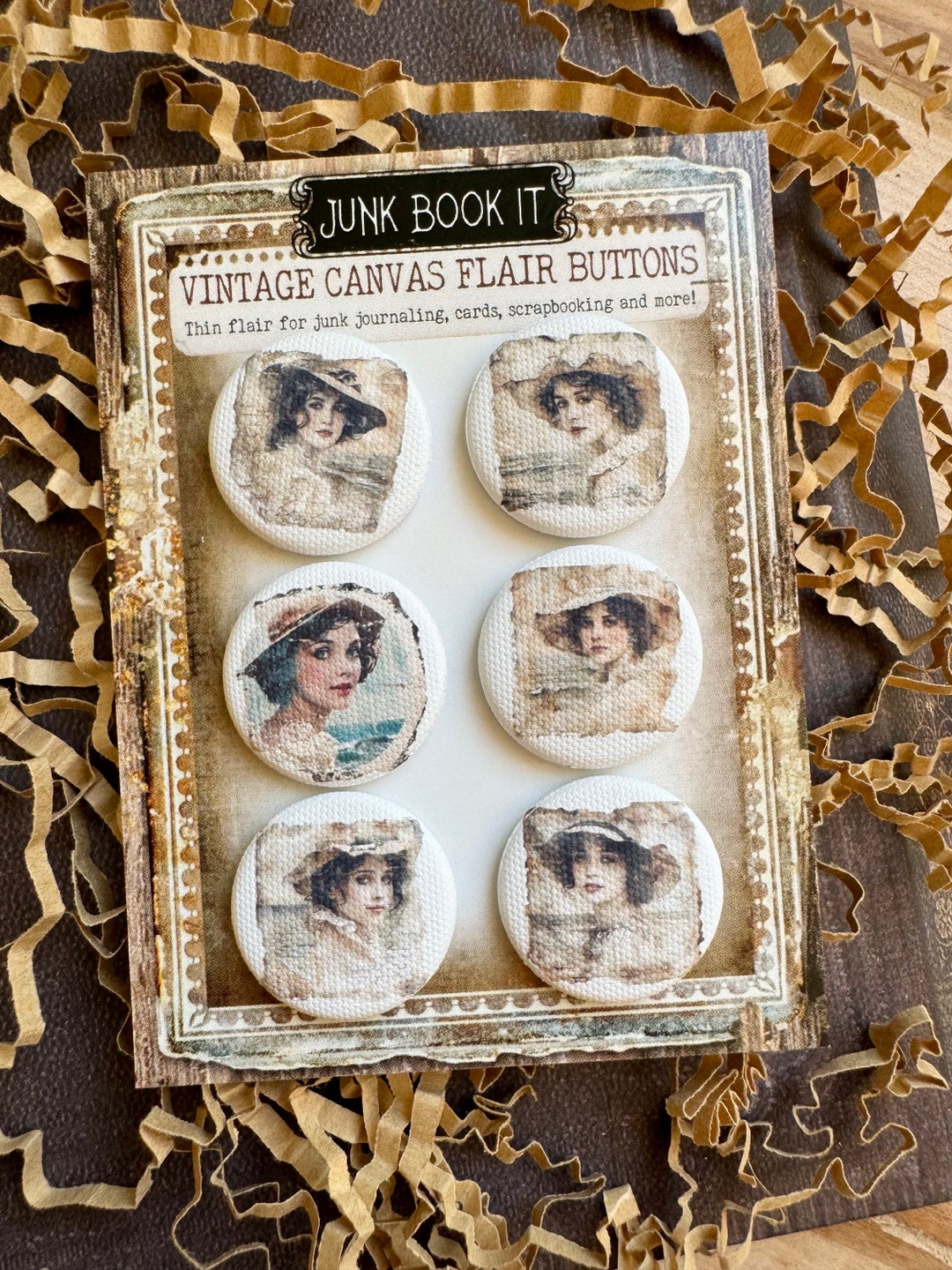 Vintage Beach Lady Canvas Flair Buttons, Vintage Beach Junk Journaling ...