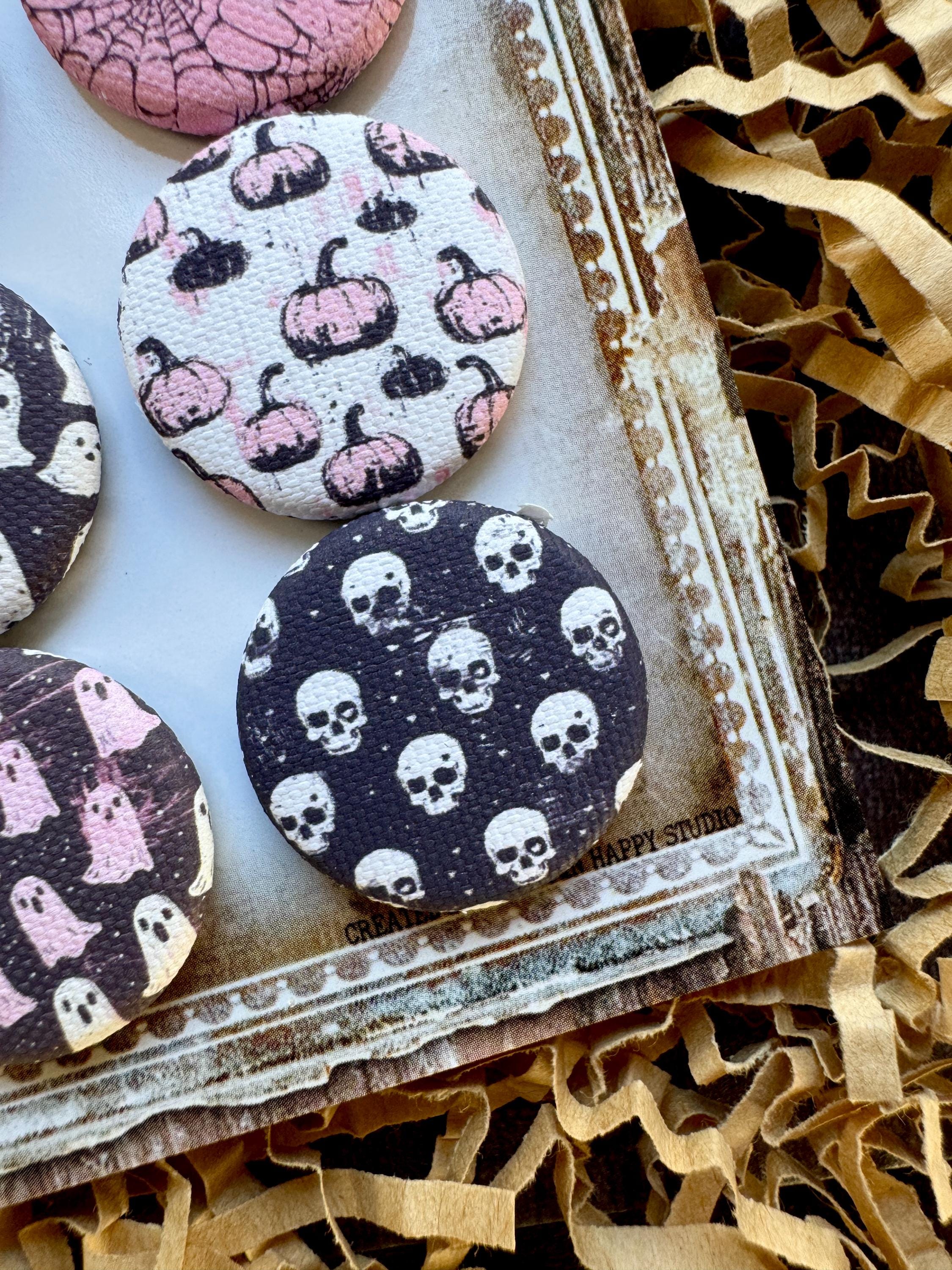 Vintage Creepy Moment Canvas Flair Buttons, Fall Junk Journaling ...