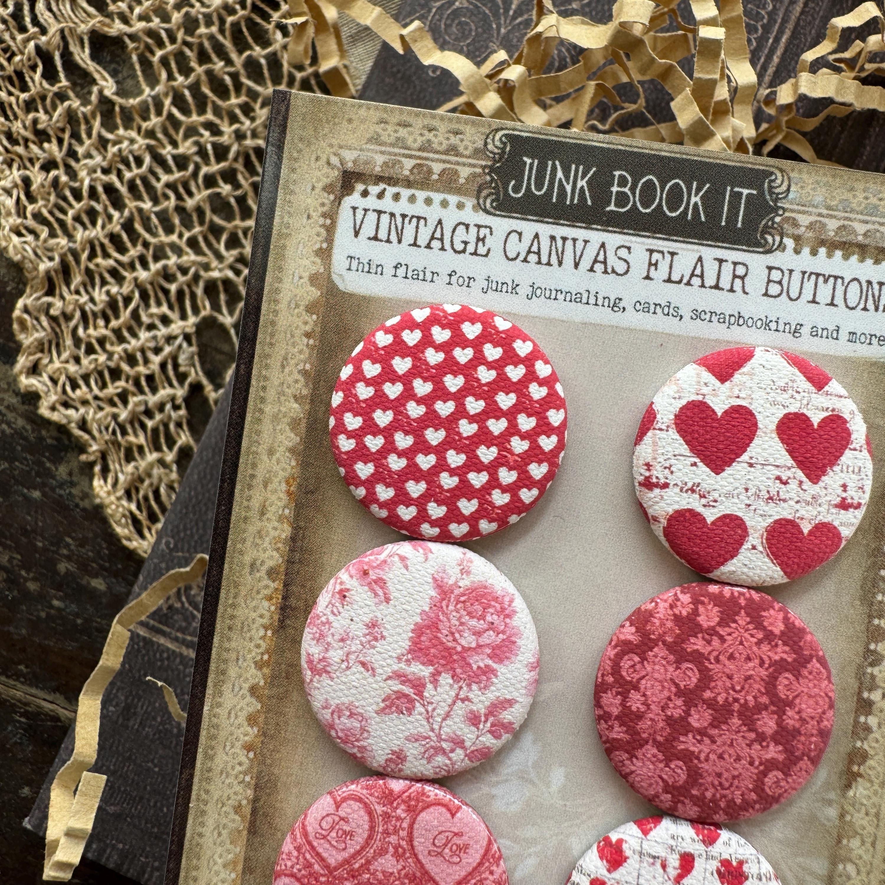 Vintage Love Me Canvas Flair Buttons, Heart Junk Journaling, Valentine ...