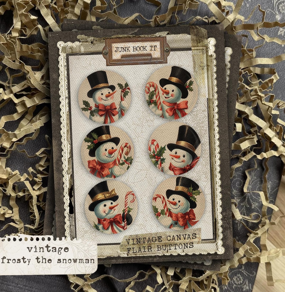 Vintage Frosty the Snowman Buttons, Winter Junk Journaling, Christmas ...