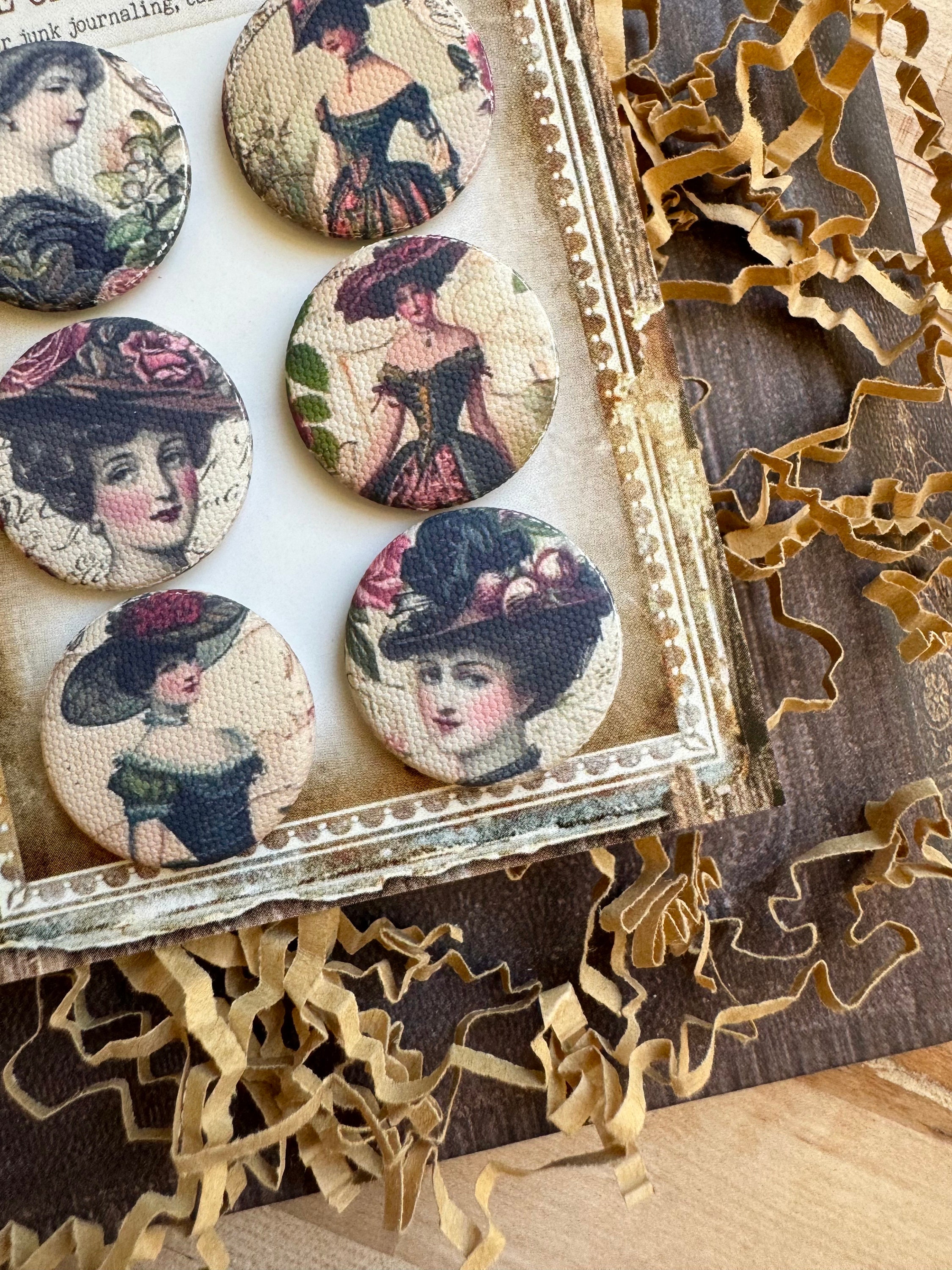 Victorian Lady Canvas Flair Buttons, Lady Victorian Junk Journaling ...