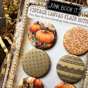 Autumn Time Canvas Flair Buttons, Fall Junk Journaling, Harvest Junk ...
