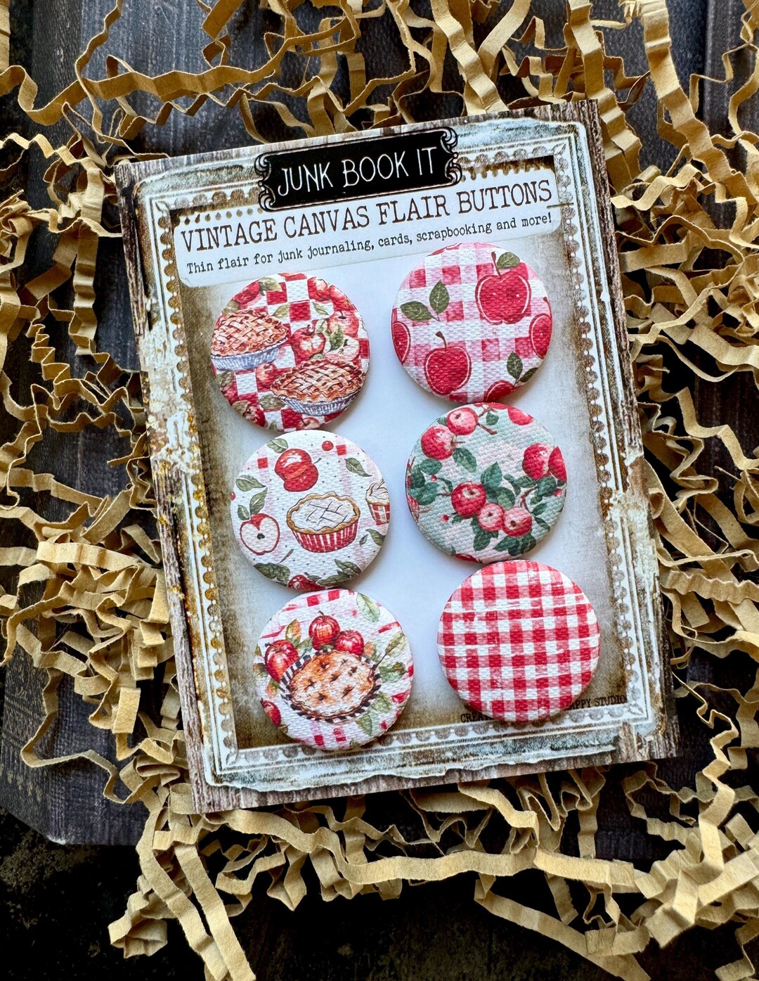 Vintage Apple Pie Canvas Flair Buttons, Fall Junk Journaling, Autumn ...
