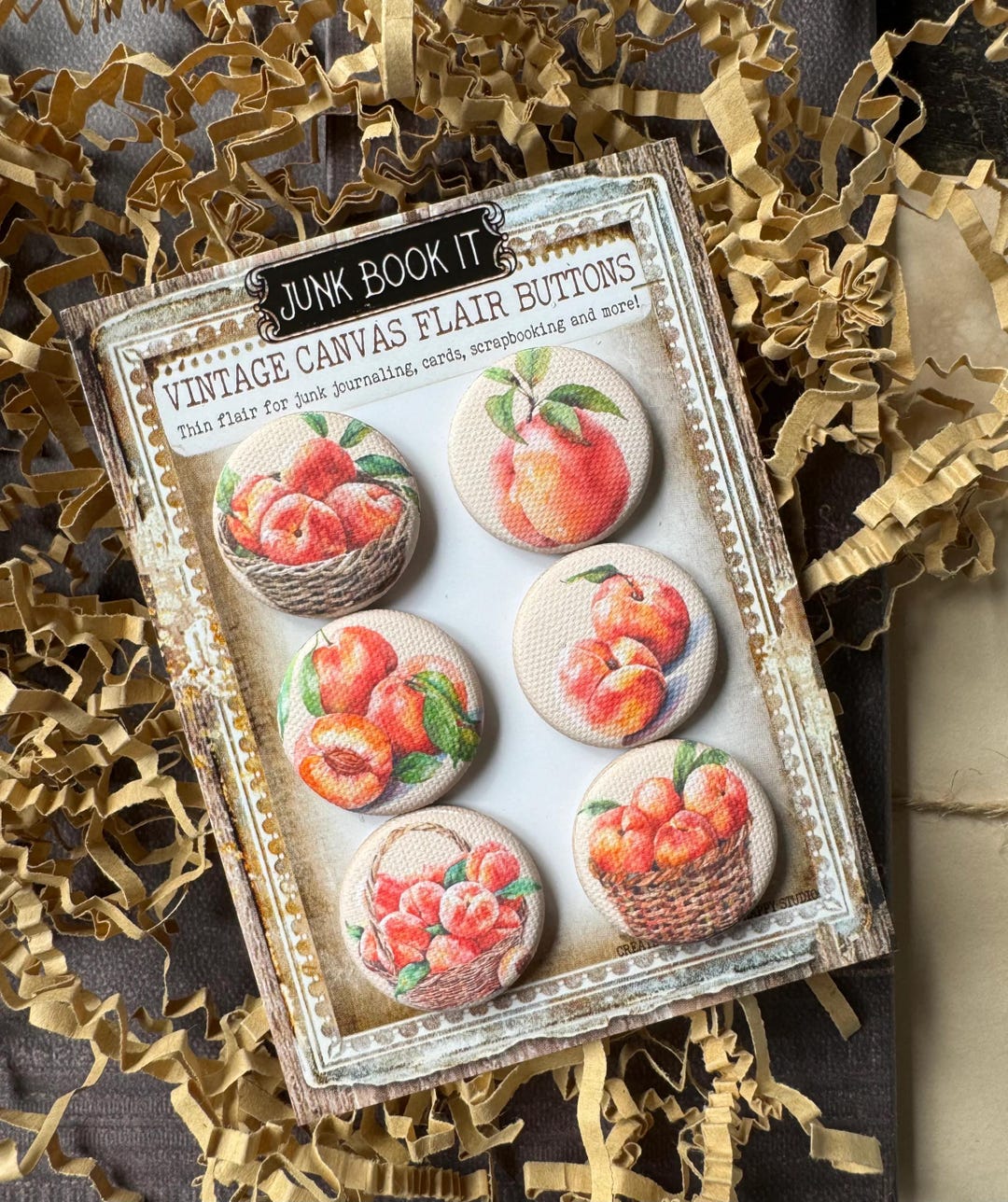 Peaches Canvas Flair Buttons, Peach Junk Journaling, Peach Junk Journal ...