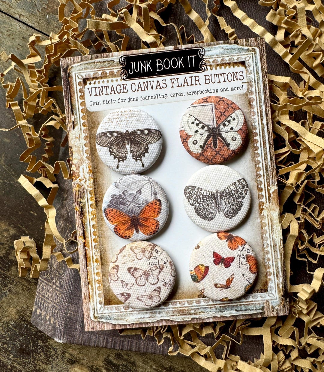 Fall Flutter Canvas Flair Buttons, Junk Journaling, Butterfly Junk ...