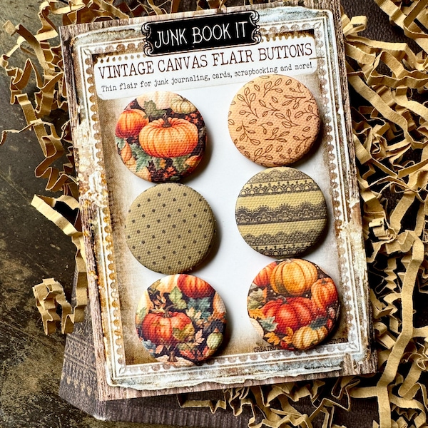 Autumn Time Canvas Flair Buttons, Fall Junk Journaling, Harvest Junk ...