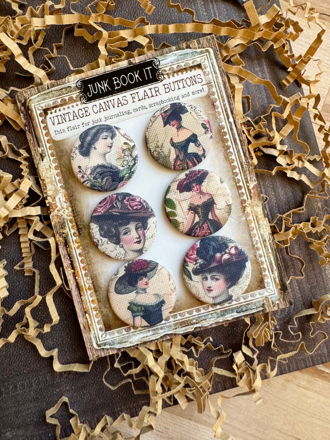 Victorian Lady Canvas Flair Buttons, Lady Victorian Junk Journaling ...