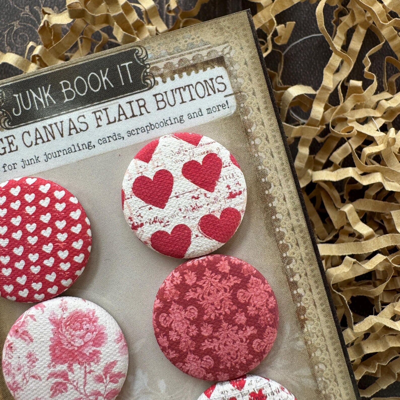 Vintage Love Me Canvas Flair Buttons, Heart Junk Journaling, Valentine ...