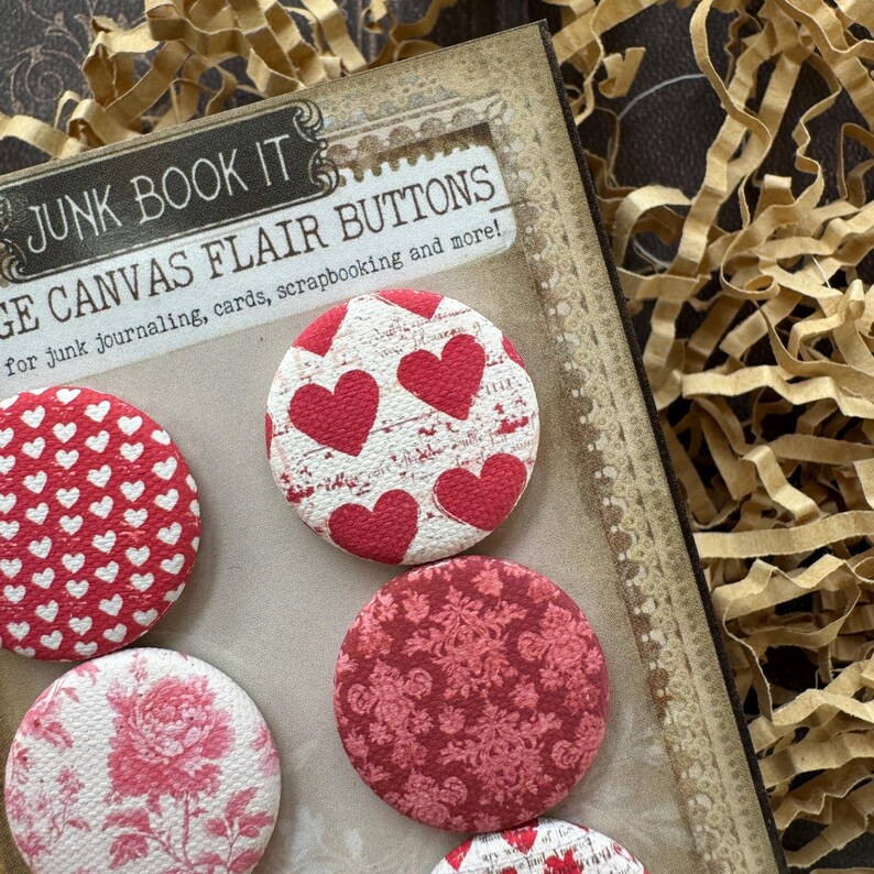 Vintage Love Me Canvas Flair Buttons, Heart Junk Journaling, Valentine ...