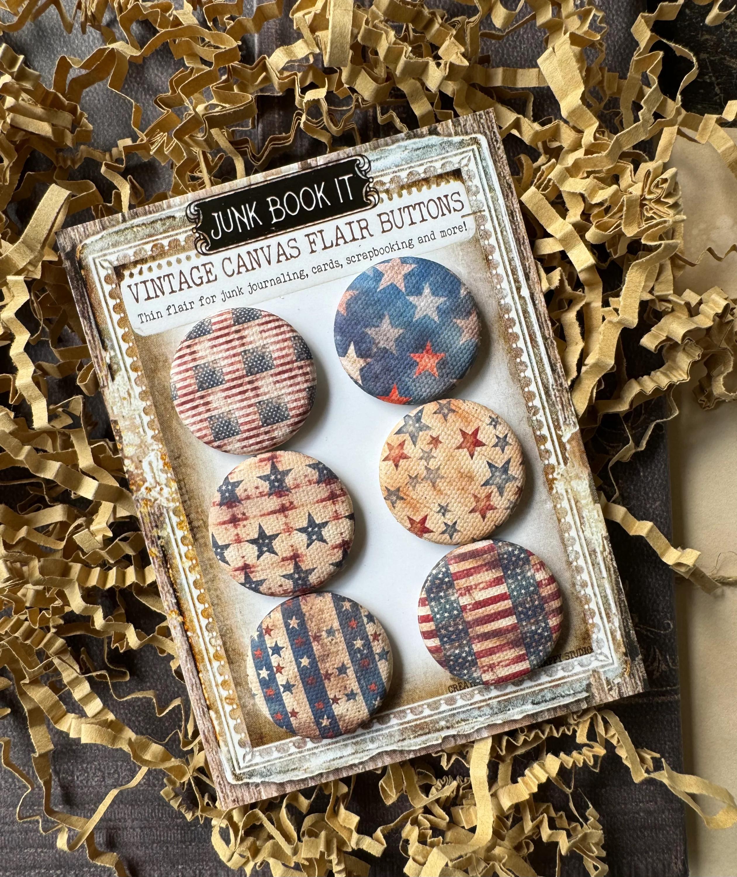 Independence Day Canvas Flair Buttons, 4th of July Junk Journaling ...