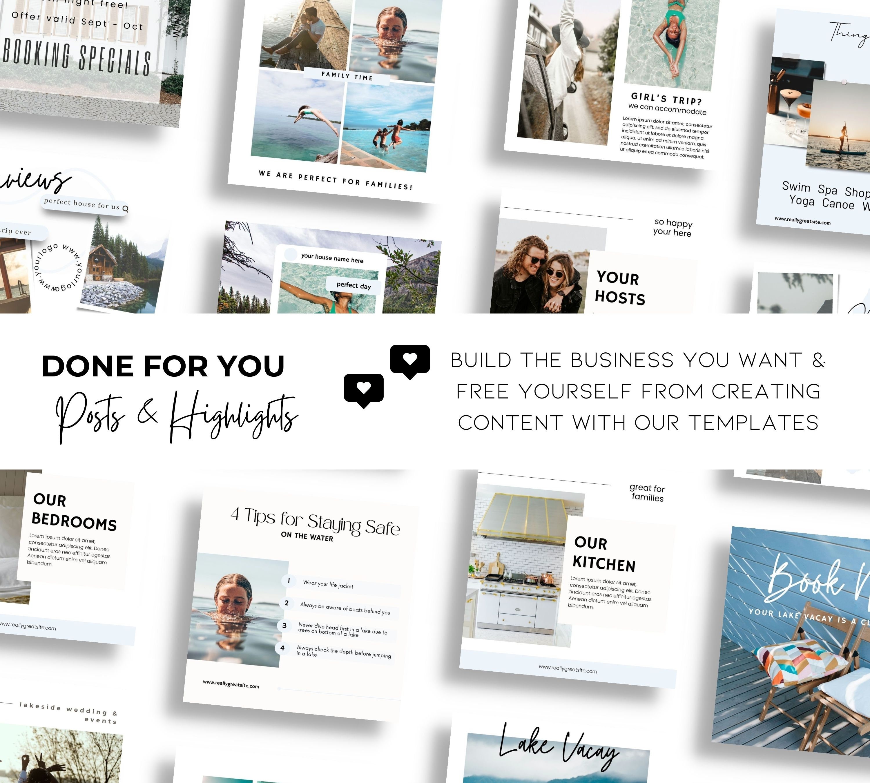 Lake House Canva Templates, Vacation Rental Branding Bundle, Canva VRBO ...