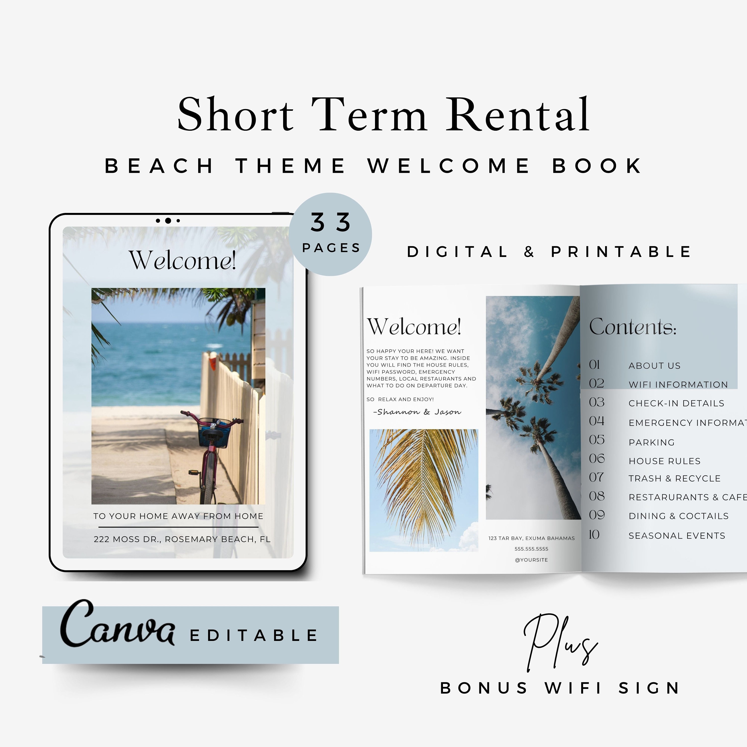 Editable Canva Welcome E Book, Printable VRBO Guest Guidebook, Airbnb ...