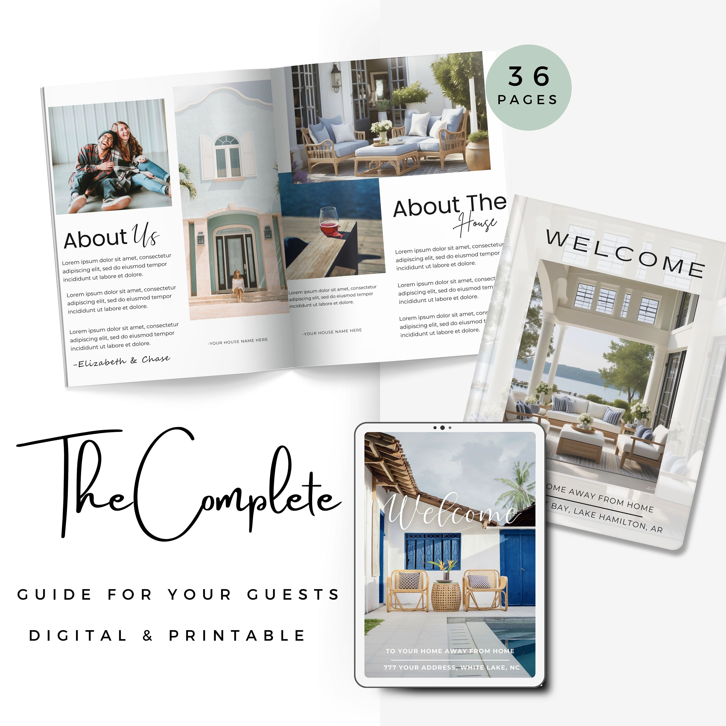 Editable Lake House Canva Template Ebook, Digital VRBO Guest Guidebook ...