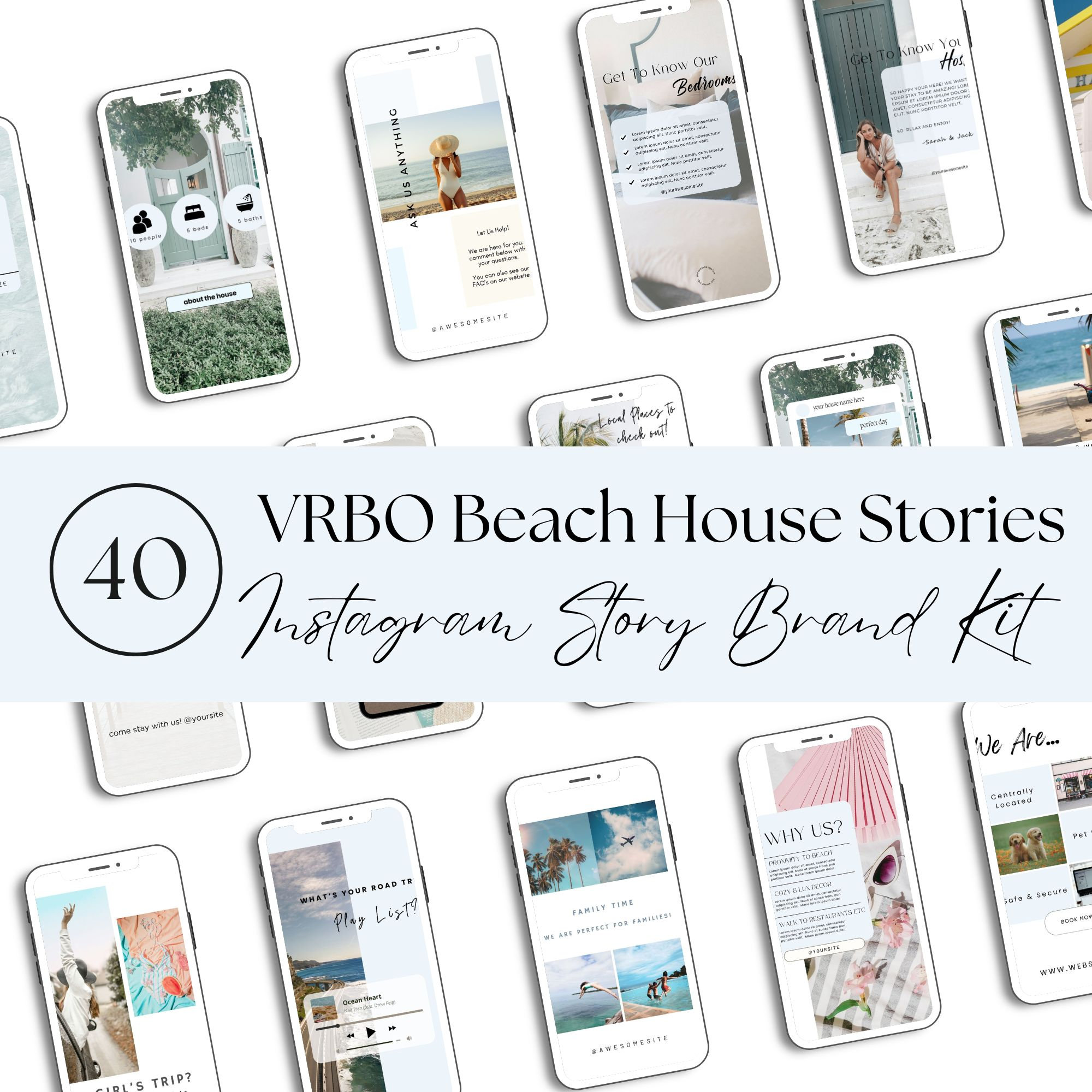 Editable Canva Beach House VRBO Instagram Social Media Story Template ...