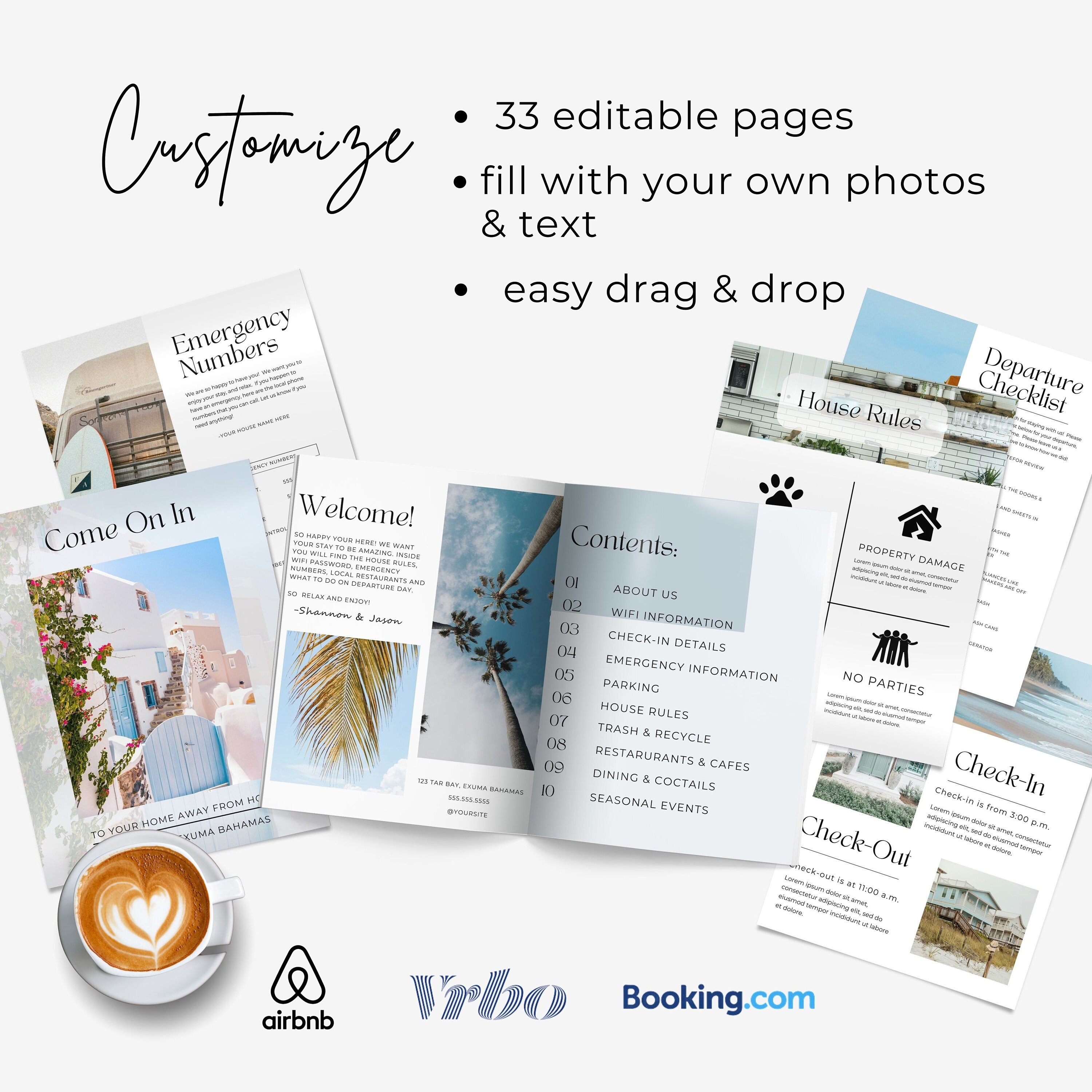 Editable Canva Welcome E Book, Printable VRBO Guest Guidebook, Airbnb ...