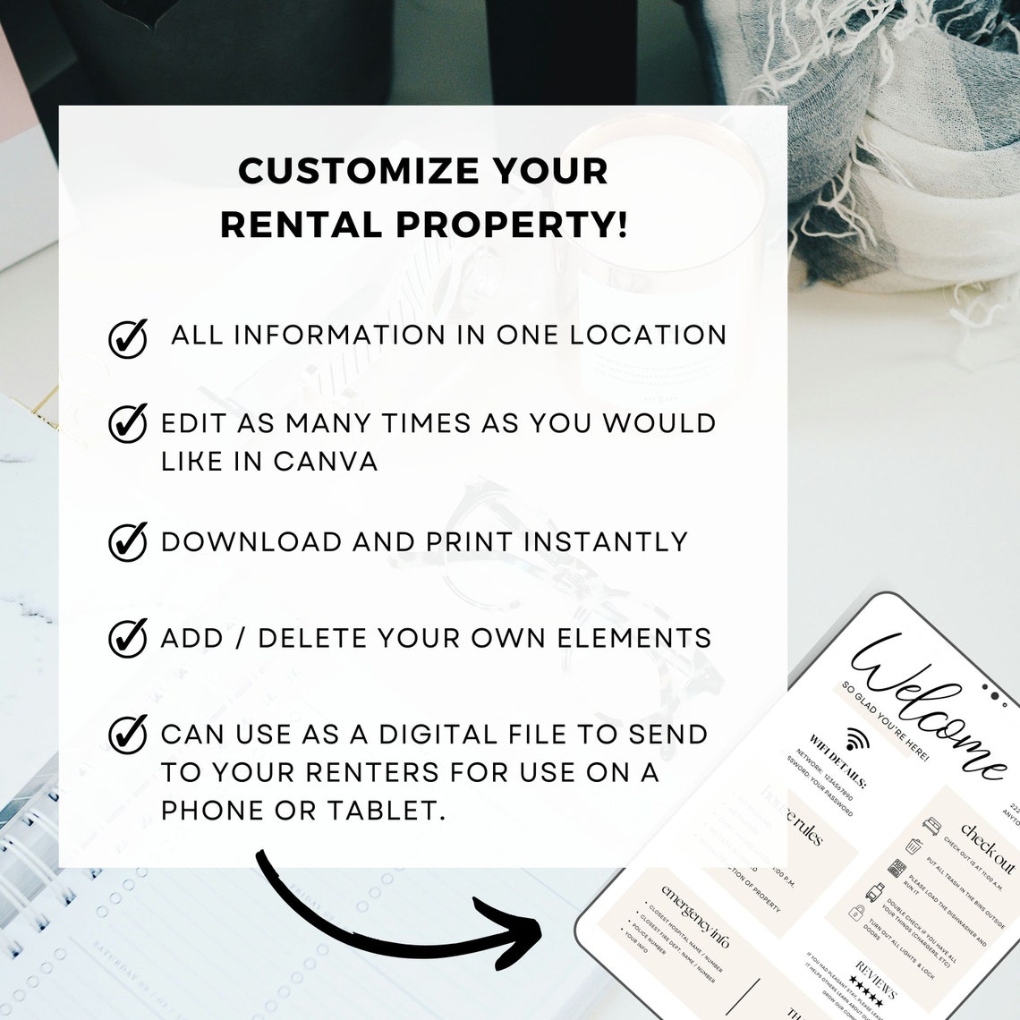 Editable Canva Welcome Sign for Airbnb Manager, VRBO Template Welcome ...