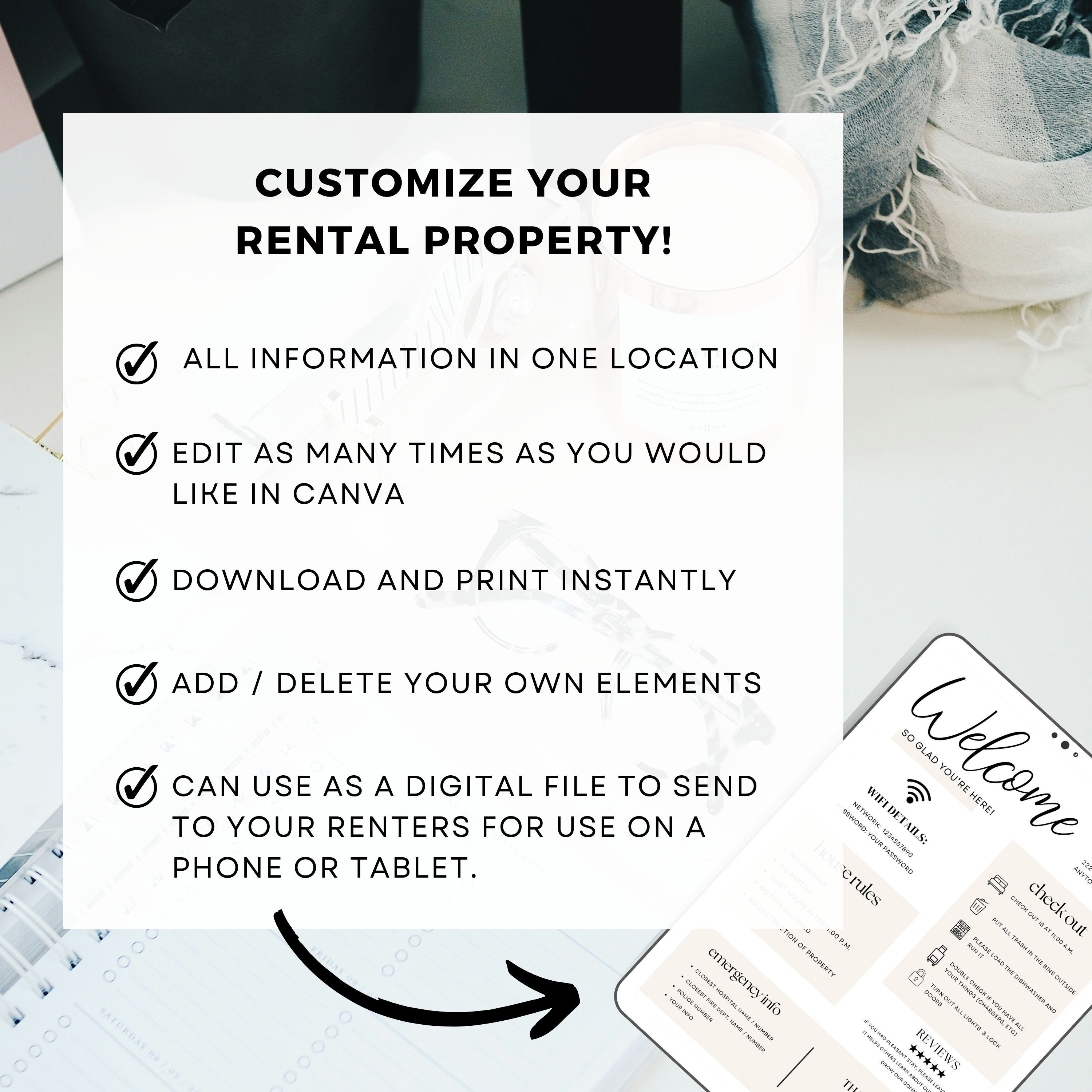 Editable Canva Welcome Sign for Airbnb Manager, VRBO Template Welcome ...