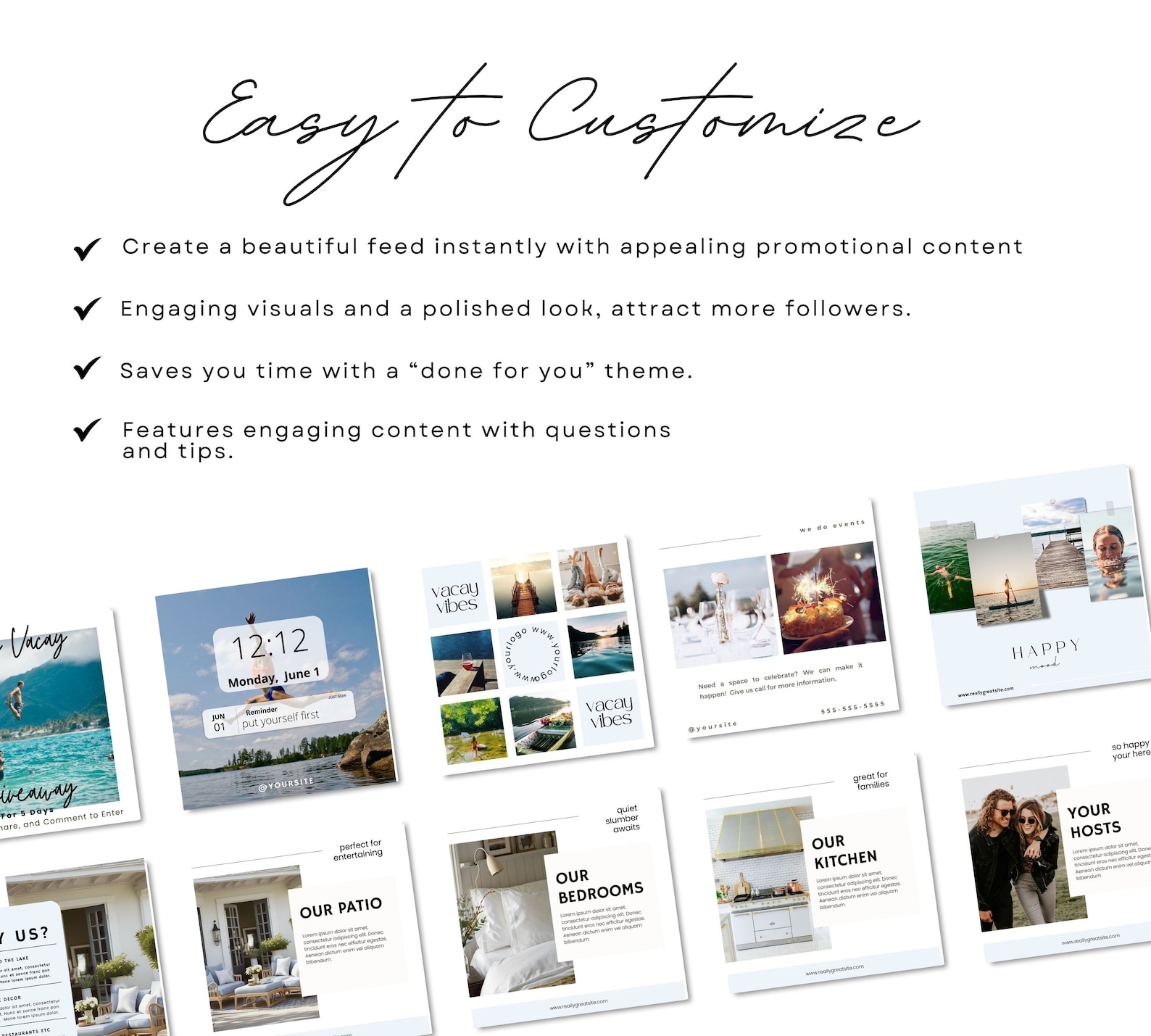 Lake House Canva Templates, Vacation Rental Branding Bundle, Canva VRBO ...