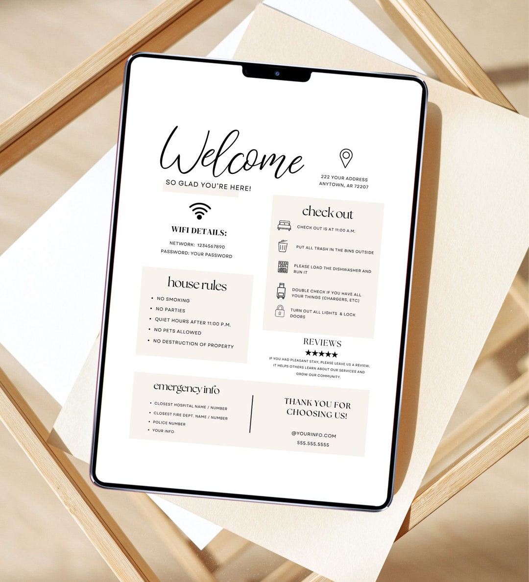 Digital Editable Canva Welcome Sign for Airbnb Manager, VRBO Welcome ...