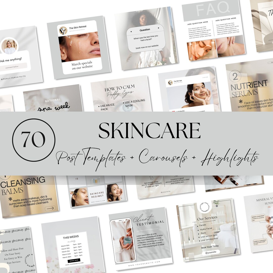 Esthetician Editable Canva Instagram Templates, Canva Skincare Social ...