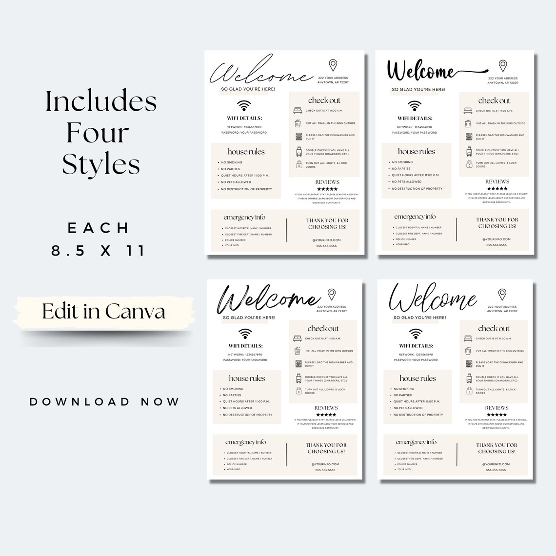 Editable Canva Welcome Sign for Airbnb Manager, VRBO Template Welcome ...