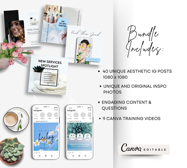 Editable Canva Massage Instagram Template, Spa Massage Therapist Social ...