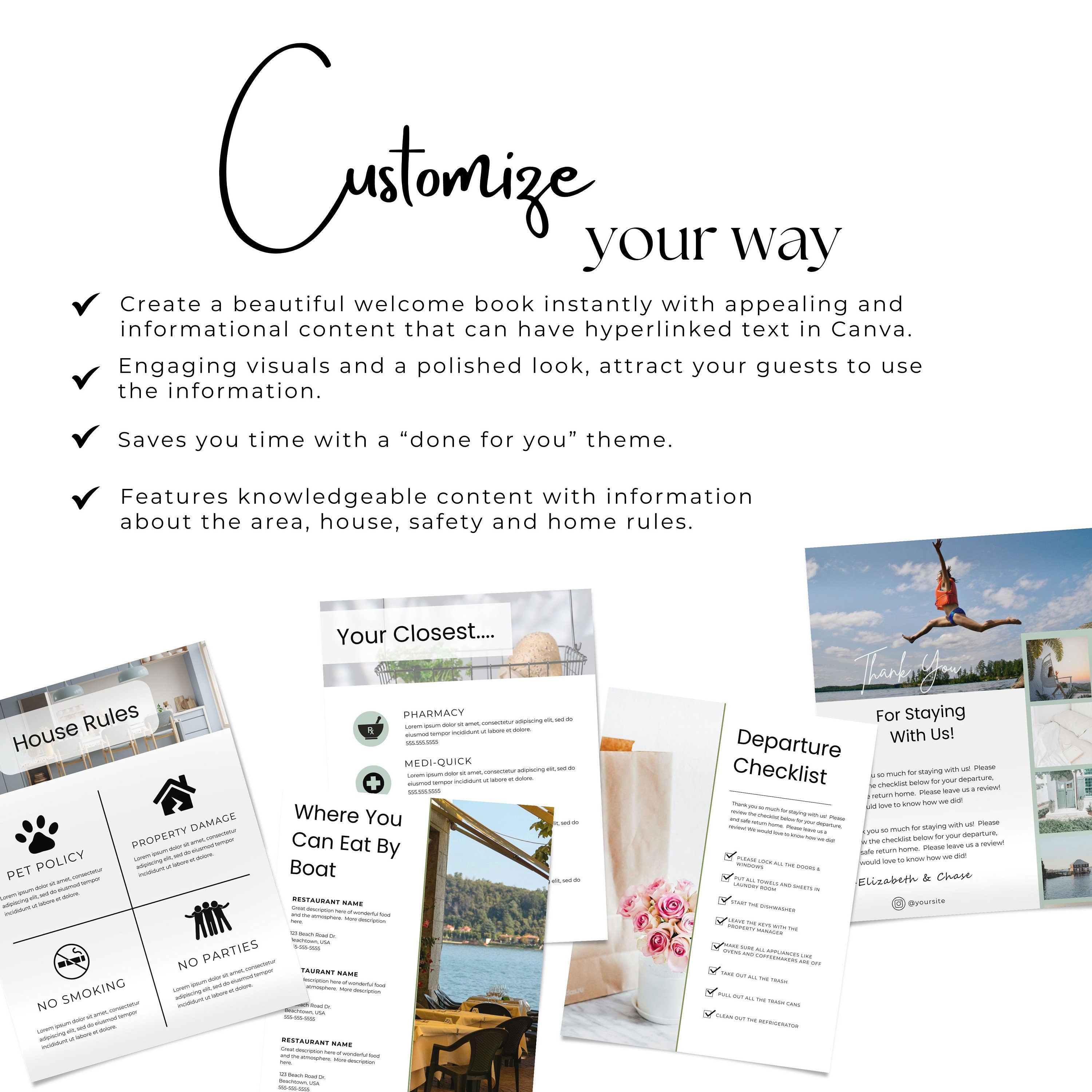 Editable Lake House Canva Template Ebook, Digital VRBO Guest Guidebook ...